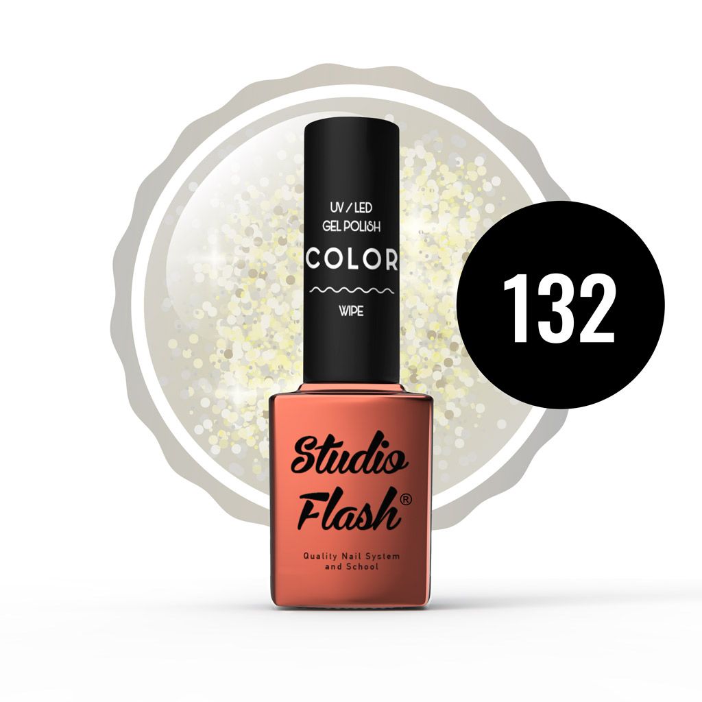 UV/LED Géllakk Color 132 - Aranyló Ezüstfény - 12 ml - StudioFlash