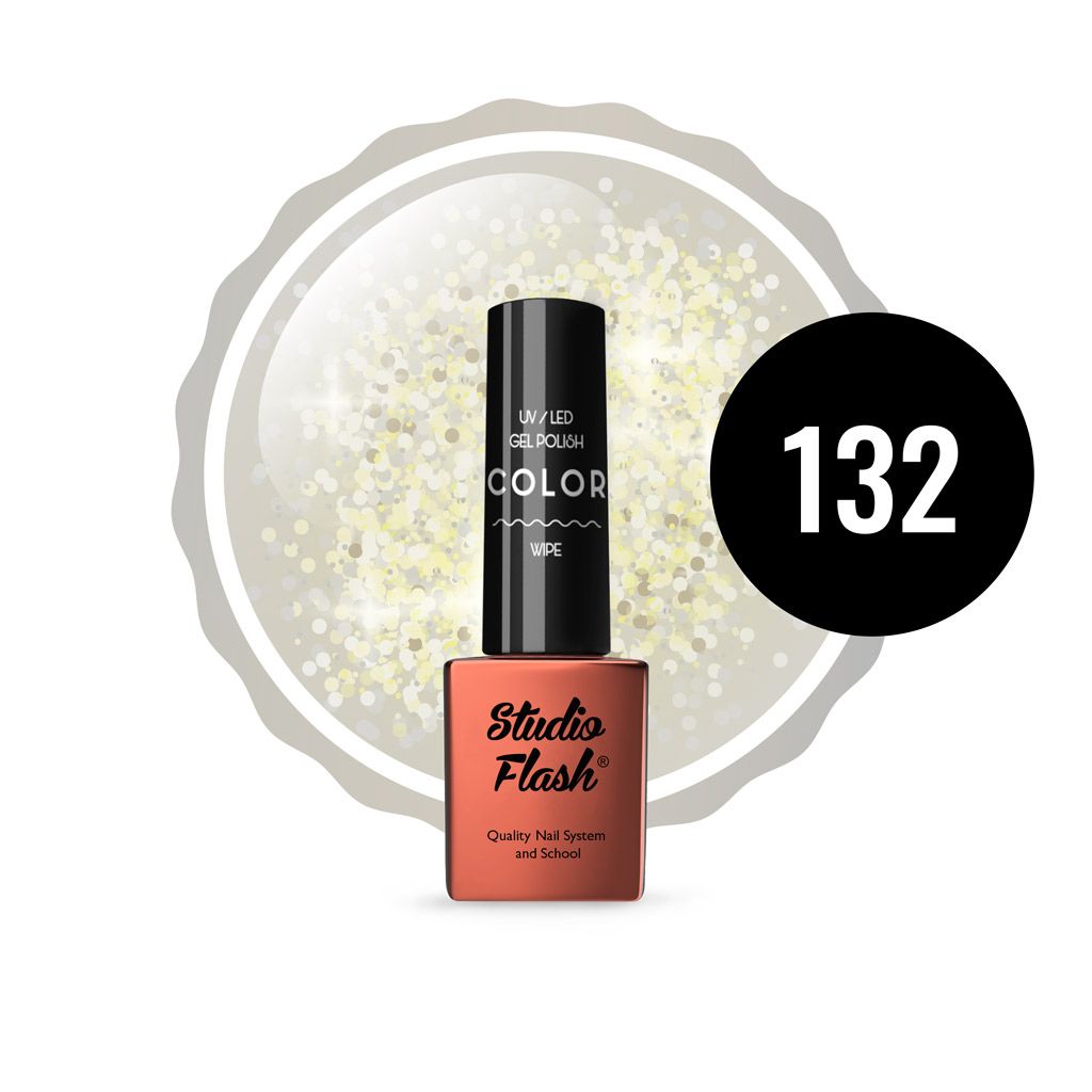 UV/LED Géllakk Color 132 - Aranyló Ezüstfény - 5 ml - StudioFlash